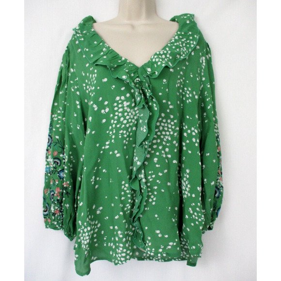 Monsoon | Tops | Monsoon Top Womens Large Boho Floral Embroidered ...